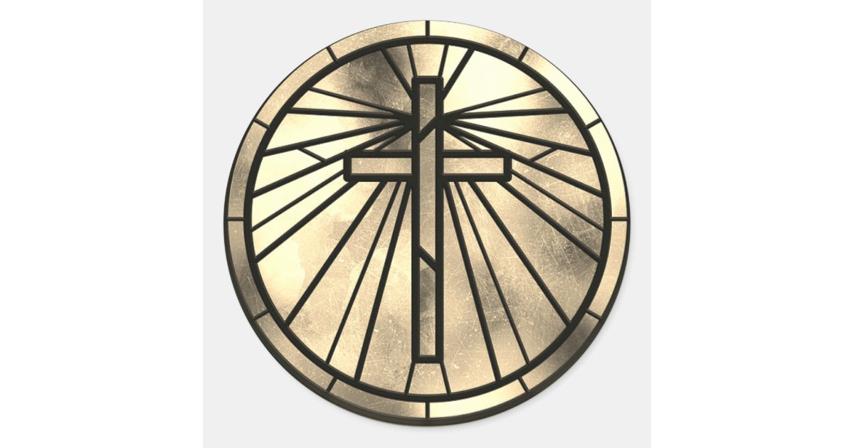 Gold Cross Classic Round Sticker | Zazzle