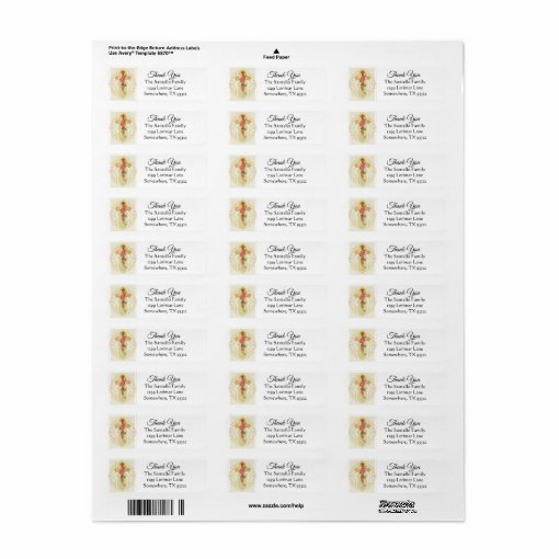 Gold Cross Flowers Thank You Label | Zazzle