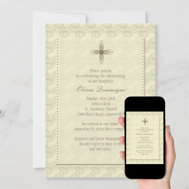 Gold Cross Religious Invitation | Zazzle