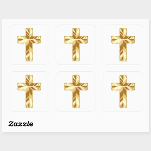 Gold Cross Square Sticker | Zazzle