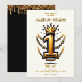 Gold Crown Chain Drip 1 #1 1st Birthday Party Invitation | Zazzle