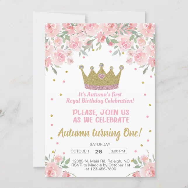 Gold crown girl royal birthday invitation. invitation | Zazzle