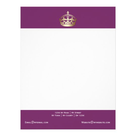 Gold Crown On Purple Background Letterhead | Zazzle.com