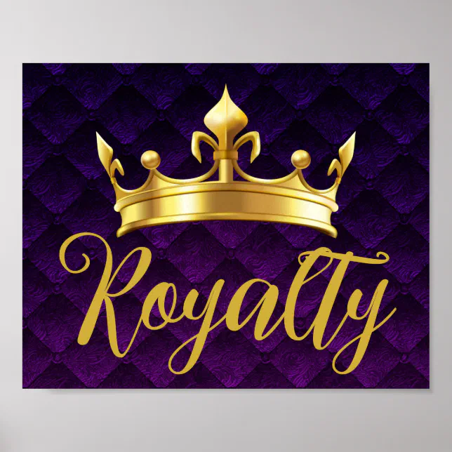 Gold Crown Purple Plush Royalty Wall Art Print | Zazzle