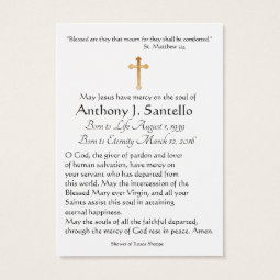 Gold Crucifix Catholic Funeral Memorial Holy Card | Zazzle