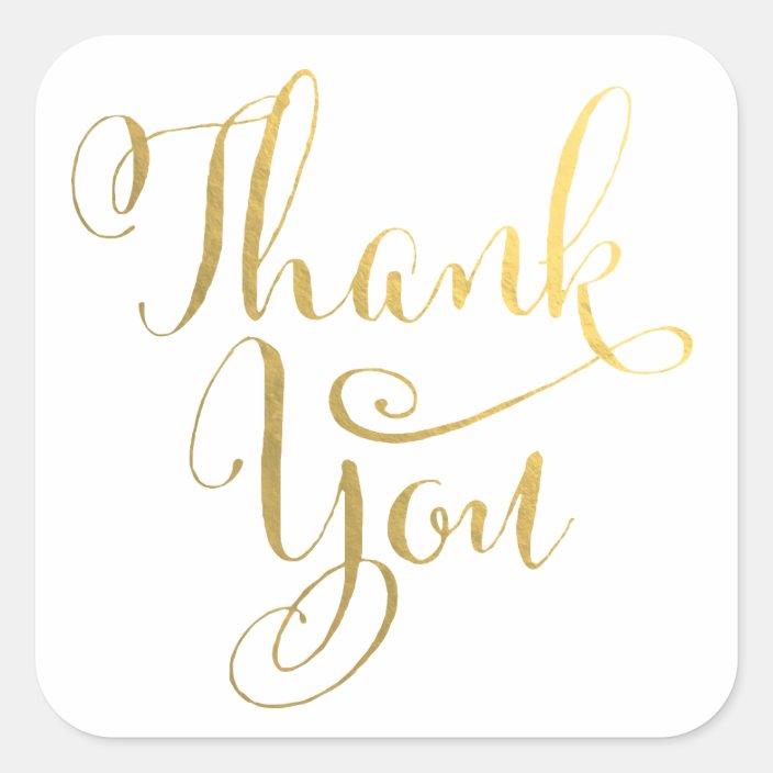 Gold Cursive Typography Thank You Stickers | Zazzle