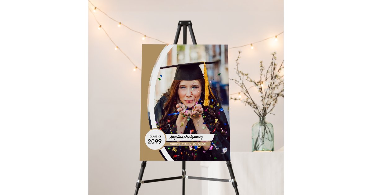 Gold Curved Frame Photo Graduation Foam Board | Zazzle