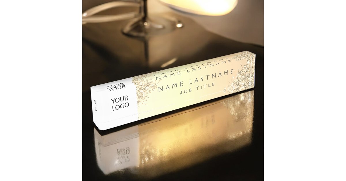 Gold Custom Logo Executive Professional Desk Name Plate | Zazzle
