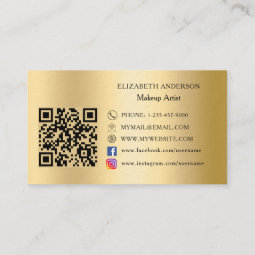 Gold custom logo Qr code social media premium Business Card | Zazzle
