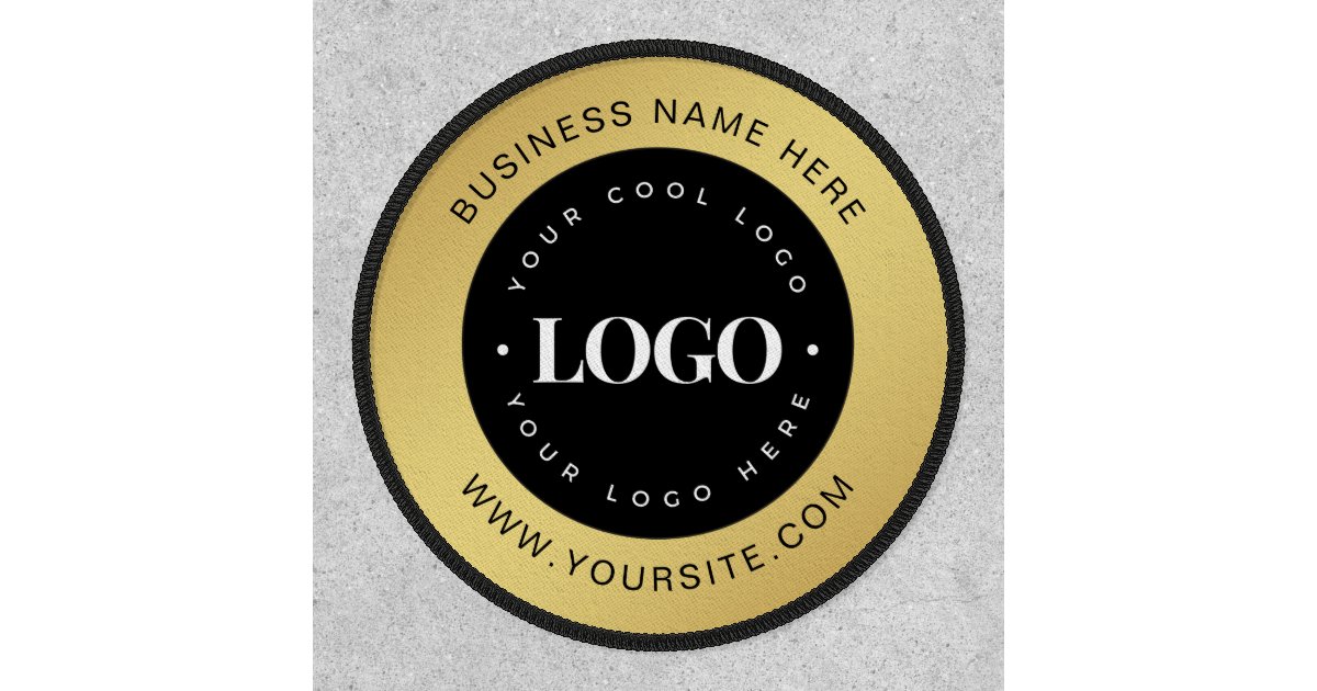 Gold Custom Logo & Text Company Business Branded Patch | Zazzle