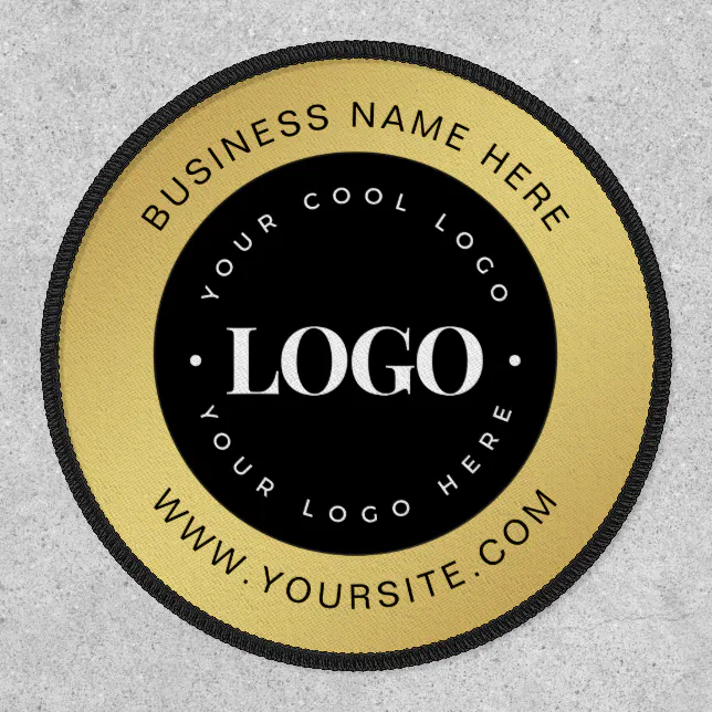 Gold Custom Logo & Text Company Business Branded Patch | Zazzle