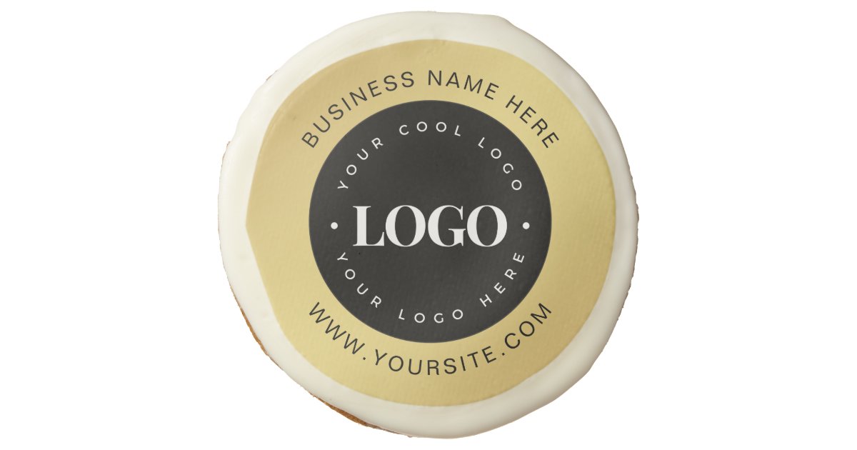 Gold Custom Logo & Text Company Business Branded Sugar Cookie | Zazzle