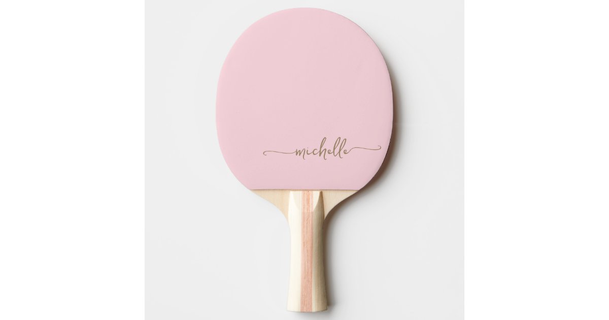 Gold Custom Name Signature Script Blush Pink Ping Pong Paddle | Zazzle