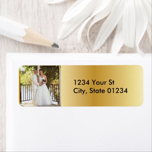 Gold Custom Photo Return Address Labels | Zazzle