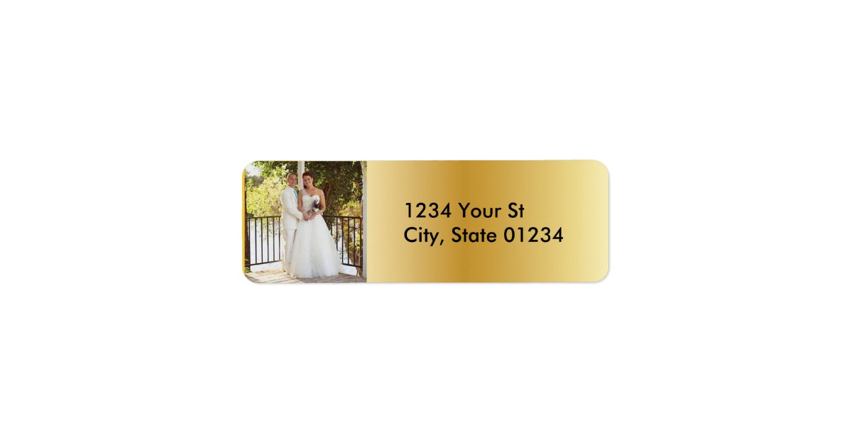 Gold Custom Photo Return Address Labels | Zazzle