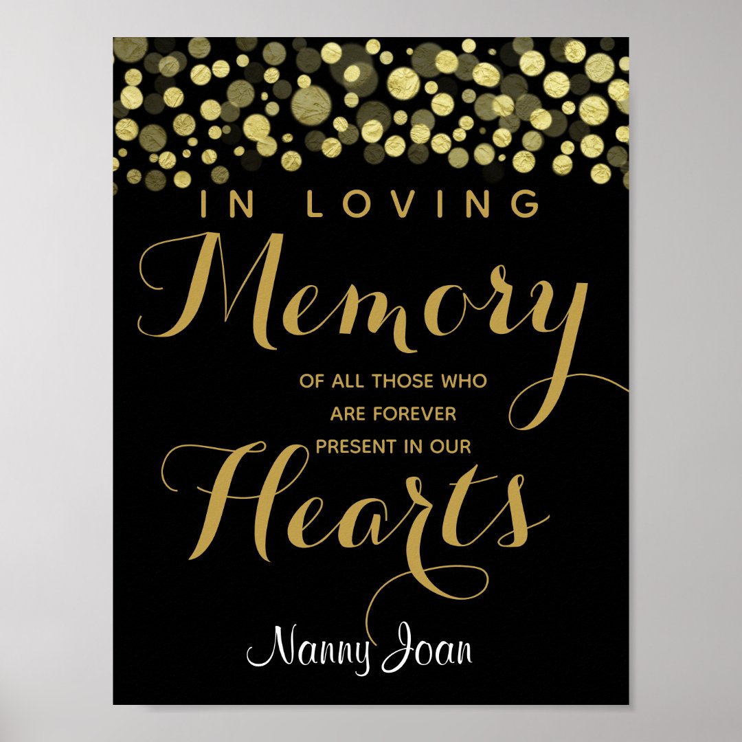 Gold Cut In loving memory sign | Zazzle
