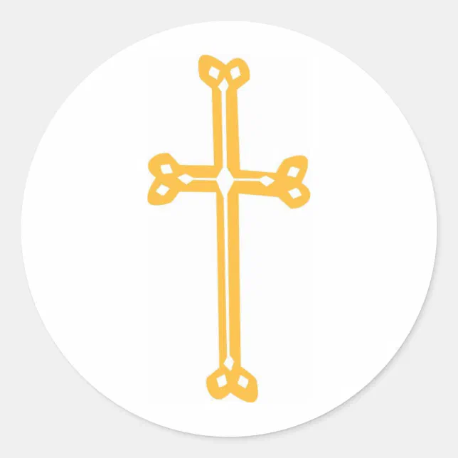 Gold Cut Out Ornate Cross Classic Round Sticker | Zazzle