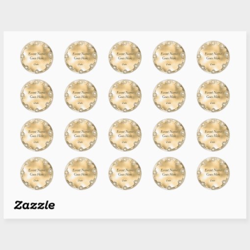 Gold Daisy Template Back Customize Classic Round Sticker | Zazzle