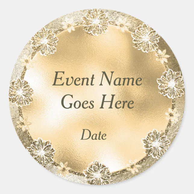 Gold Daisy Template Back Customize Classic Round Sticker | Zazzle