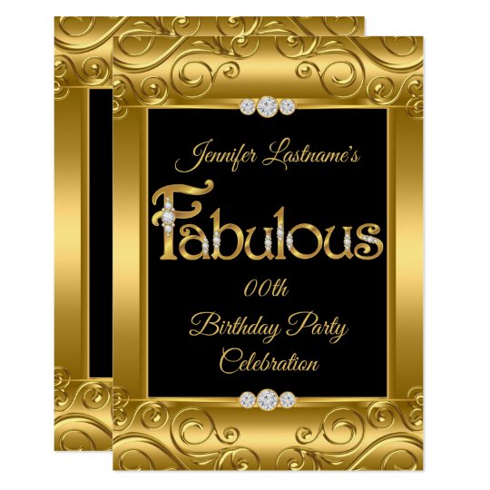 Gold Damask Diamond Fabulous Birthday Party Invitation | Zazzle.com