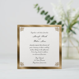Gold Damask Silk Posh Wedding Invitation | Zazzle