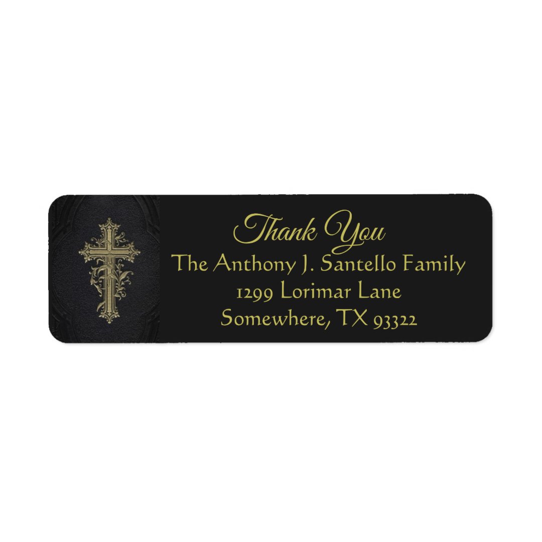 Gold Decorative Cross Thank You Label | Zazzle