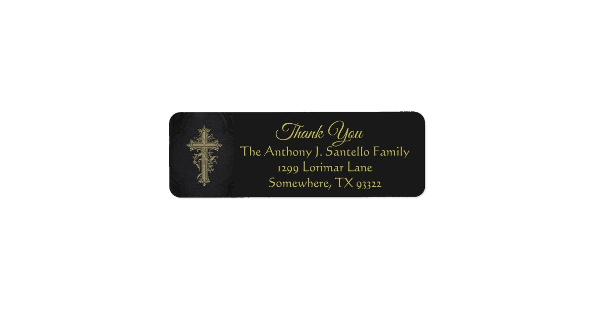 Gold Decorative Cross Thank You Label | Zazzle