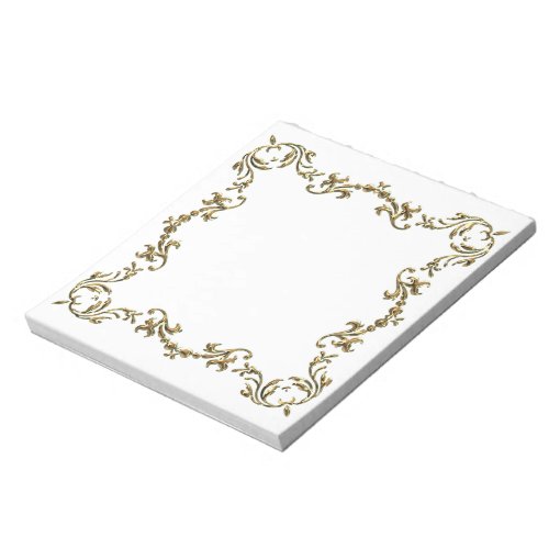 Gold Decorative Floral Border Notepad | Zazzle