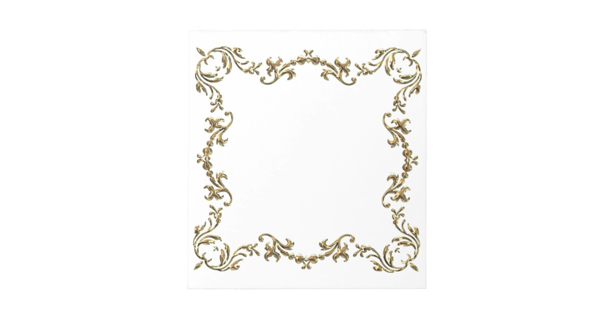 Gold Decorative Floral Border Notepad | Zazzle