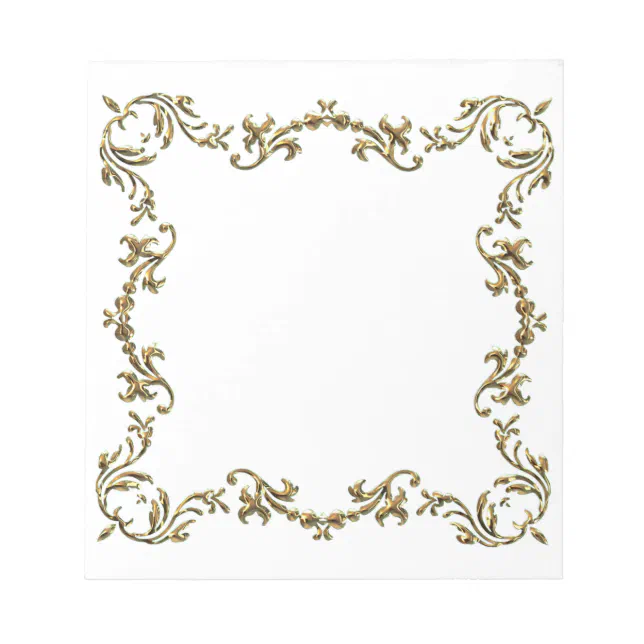 Gold Decorative Floral Border Notepad | Zazzle