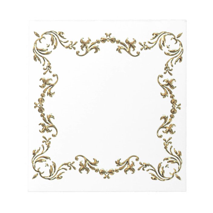 Gold Decorative Floral Border Notepad | Zazzle.com