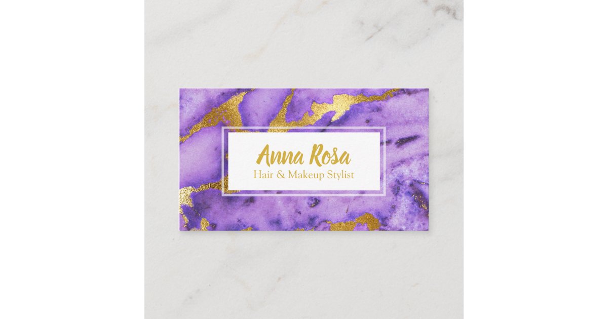 Gold Deep Purple Marble Chic Popular Business Card | Zazzle