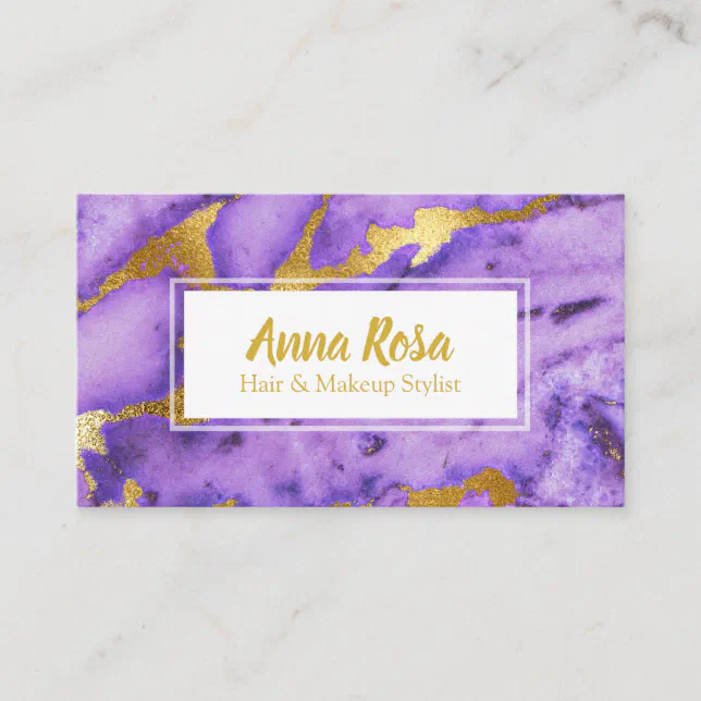 Gold Deep Purple Marble Chic Popular Business Card | Zazzle