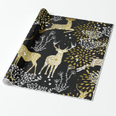 Gold Deer | Christmas Wrapping Paper | Zazzle