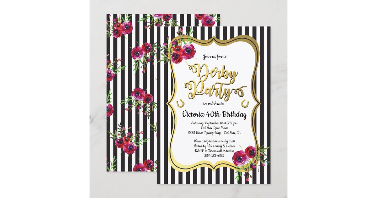 Gold Derby Themed Birthday Invitations | Zazzle
