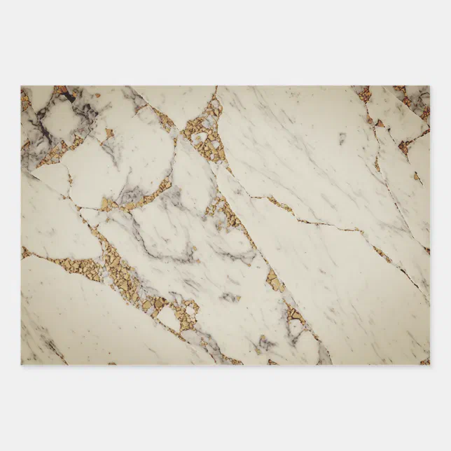 Gold Design White Marble Wrapping Paper Sheets | Zazzle