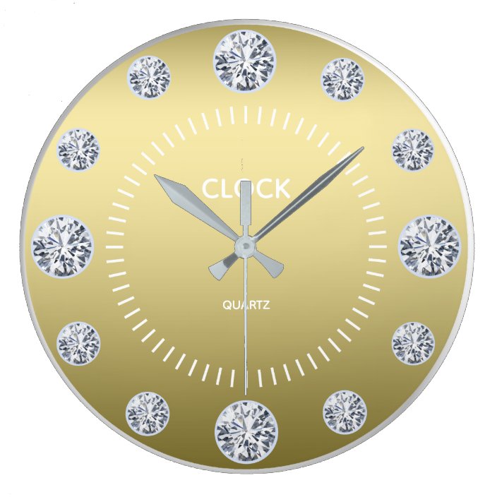 Gold Diamond Dial Custom Name Large Clock | Zazzle.com