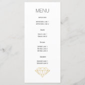 Gold diamond jewel trendy wedding menu card | Zazzle