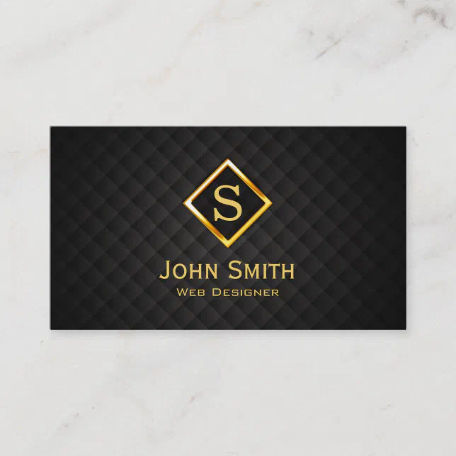 Gold Diamond Monogram Web Design Business Card | Zazzle