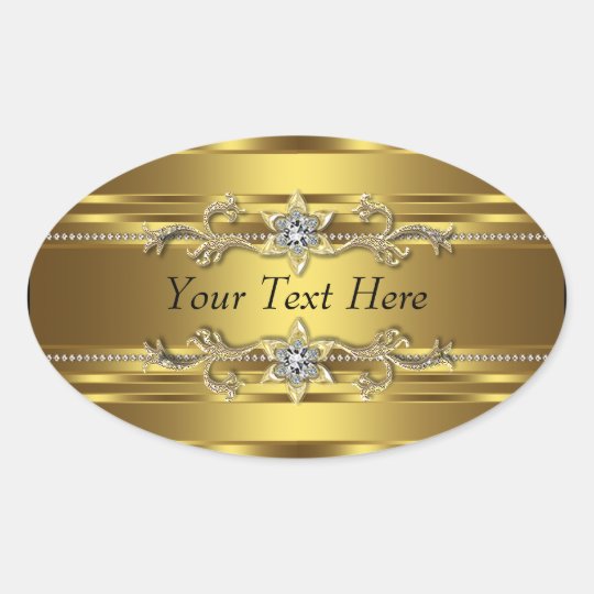 Gold Diamond Oval Sticker | Zazzle.com