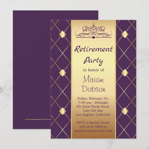 Purple Retirement Party Invitations | Zazzle