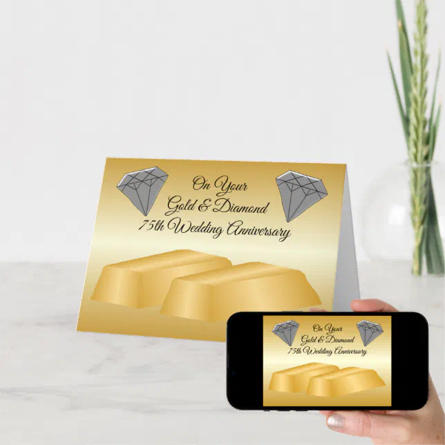 Gold Diamond Personalised 75th Wedding Anniversary Card | Zazzle