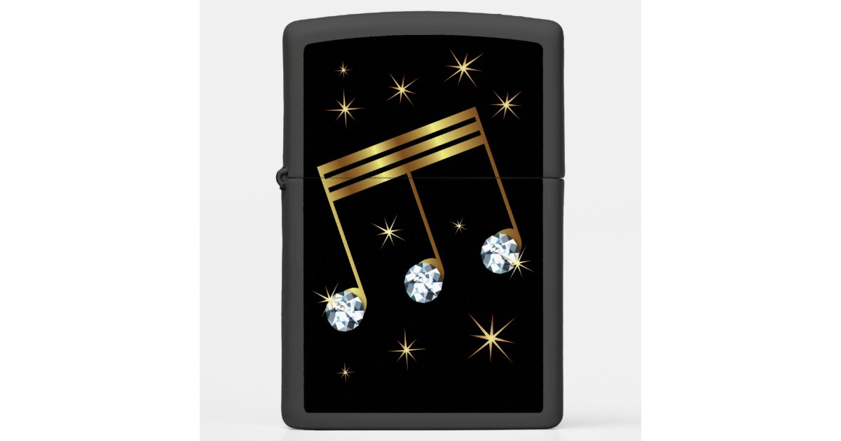 Gold Diamond Rhinestone Music Note Zippo Lighter | Zazzle