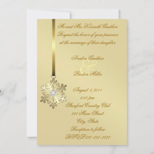 Gold Diamond Snowflake Gold Foil Invitation | Zazzle