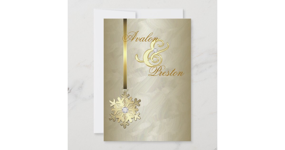 Gold Diamond Snowflake Gold Foil Invitation | Zazzle