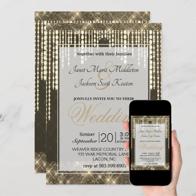 Gold Diamond Wedding Invitation | Zazzle