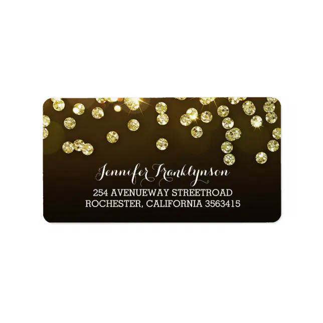 Gold Diamonds Glitter Wedding Label | Zazzle