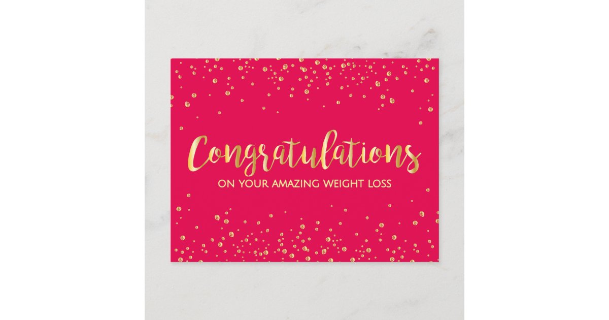 Gold Diet Congratulations Weight Loss Success Postcard | Zazzle