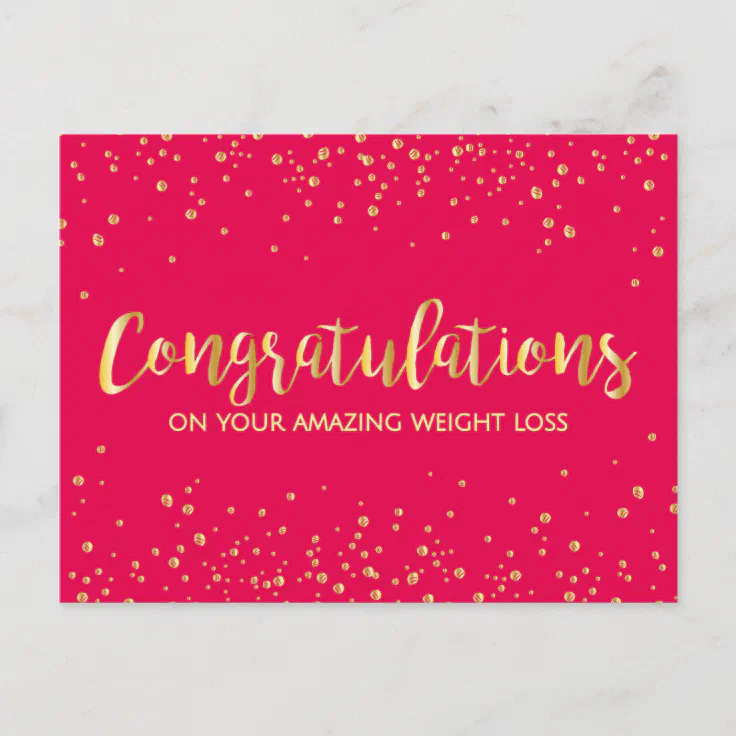 Gold Diet Congratulations Weight Loss Success Postcard | Zazzle