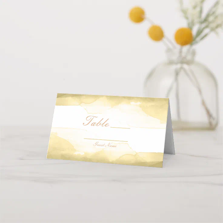 Gold Dijon Mustard Watercolor Table Number Seating Place Card | Zazzle